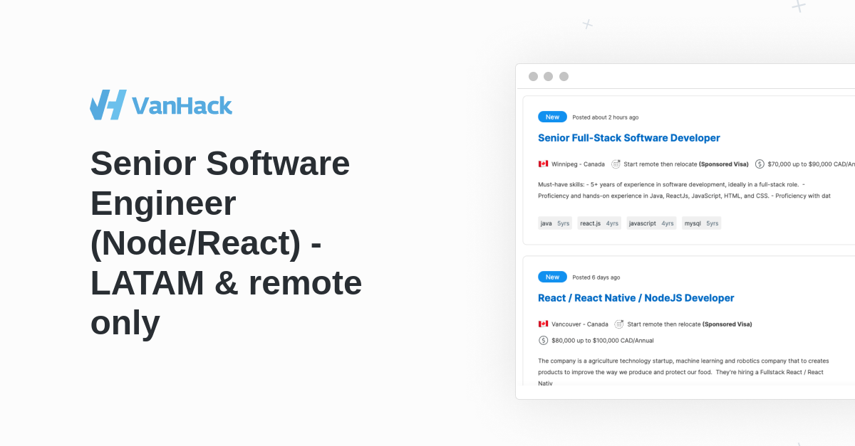 Development Leader & Full Stack Software Developer - VanHack